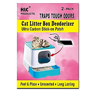 KLC Cat Box Deodorizer | Ultra Carbon Patch | 2 - Pack | Cat Litter Box Odor Eliminator | Cat Litter Odor Absorber | Litter Box Deodorizer | Cat Litter Box Area Odor Freshener | Charcoal Air Freshener
