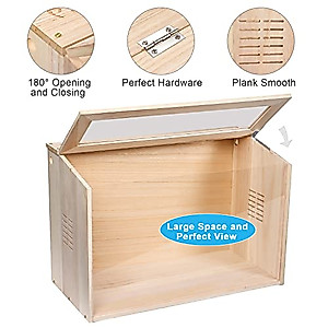 PStarDMoon Hamster Wooden Cage, Upper Door Design, Acrylic Transparent and Visible Hamster Cage Suitable for Small Hamster Syrian Dwarf Hamsters Degus Mice or Other Similar（23.6''X11.8''X15.7''