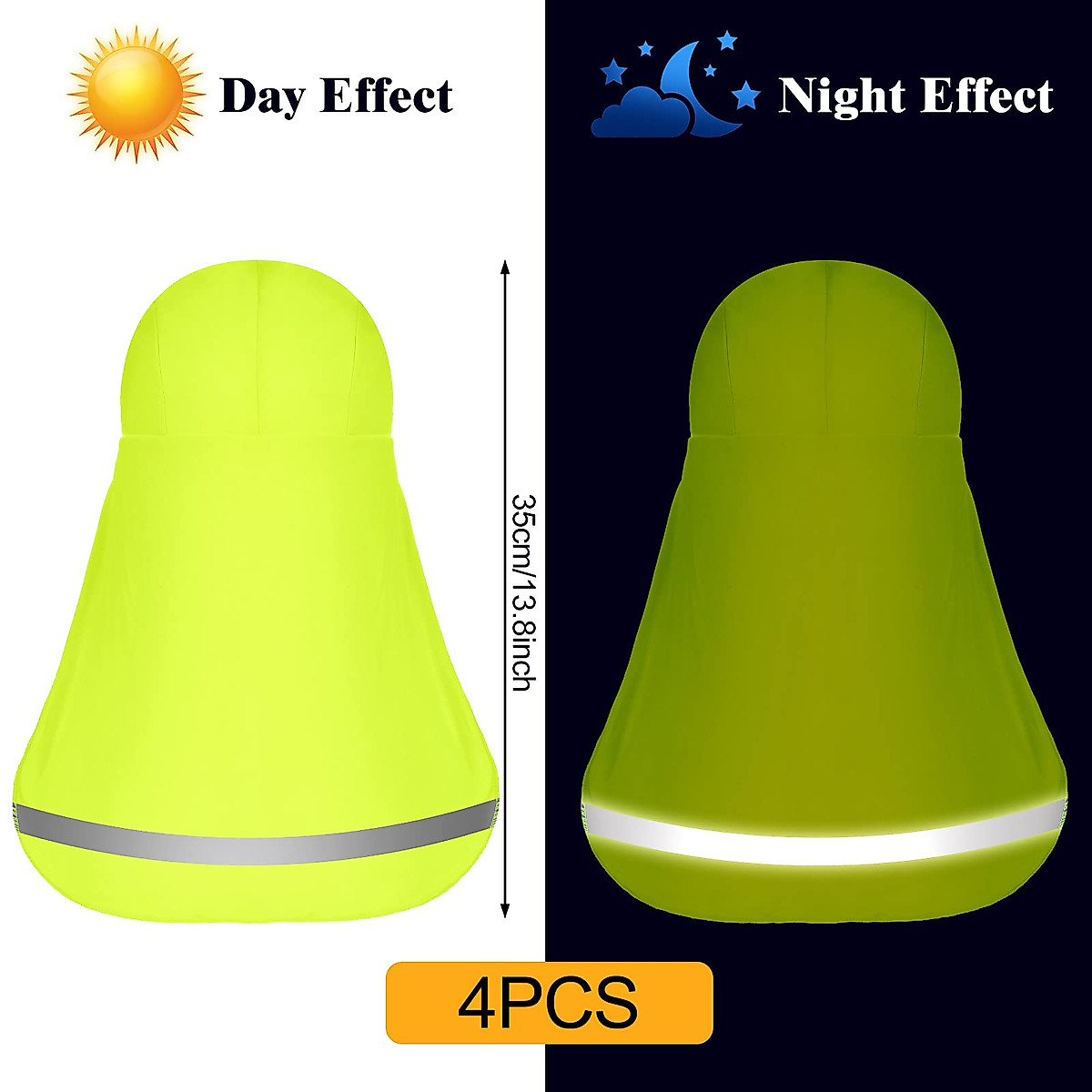 4 Pieces Sun Shade Hat Neck Shade Sun Shade Hat Cooling Skull Cap (Fluorescent Yellow)