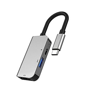 SXYLTNX USB Type C 3.1 to HDMI-Compatible USB 3.0 Dock Hub 3 in 1 USB C Adapter 4K Video PD Charge Converter