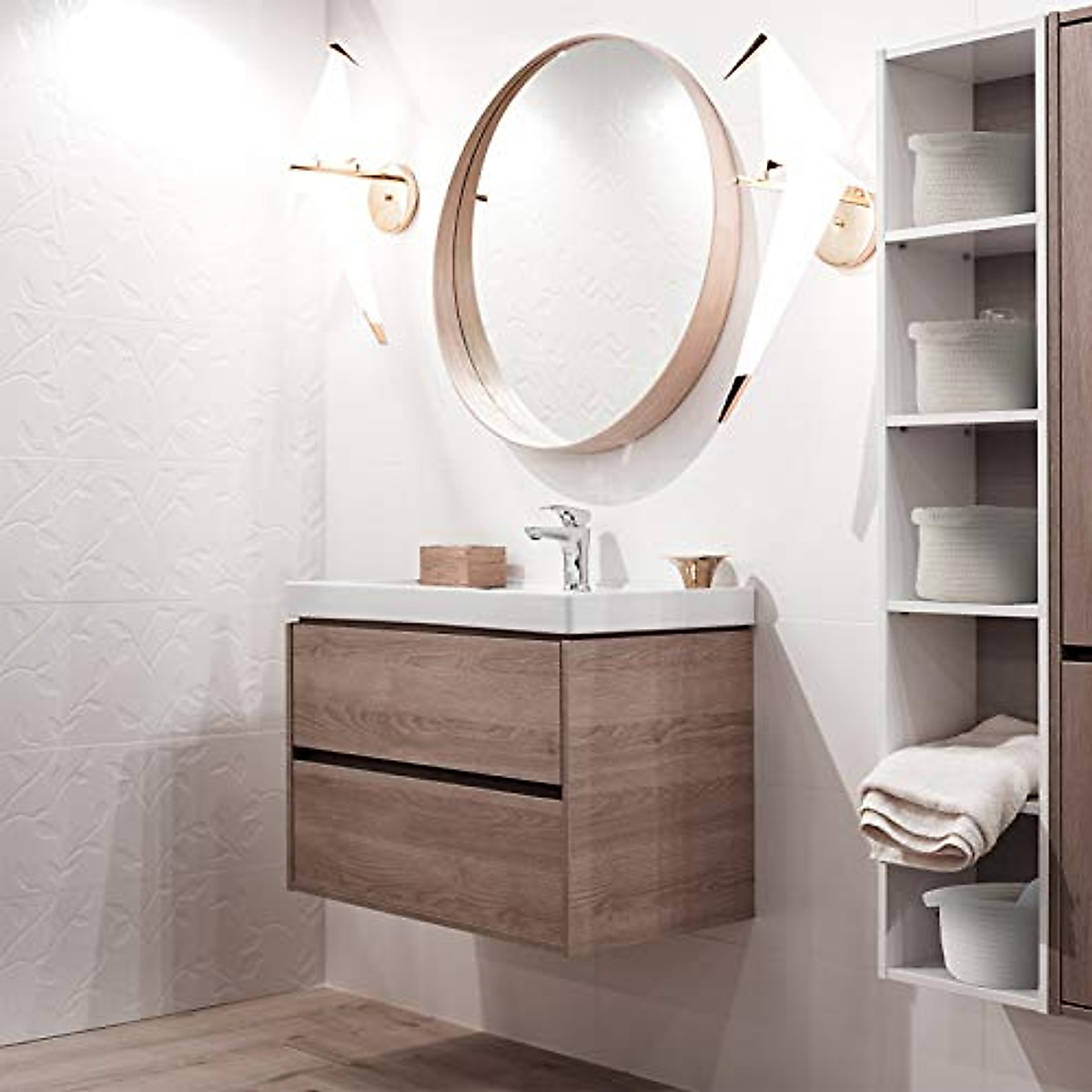 ABenkle Small Woven Basket, 12"x 8" x 5" Cute Small Basket, Rope Room Shelf Storage Basket, Cat Dog Toys Basket Chest Box, Empty Decorative Gift Basket with Handles - White