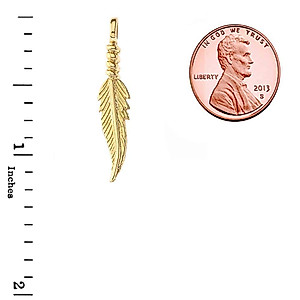 Dainty 14k Yellow Gold Feather Charm Pendant