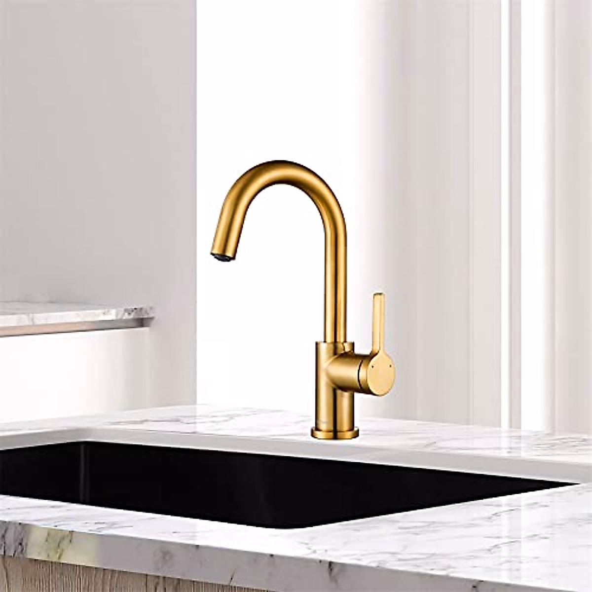 AguaStella AS1010BG Brushed Gold Bar Faucet or Prep Kitchen Sink Faucet with Single Handle