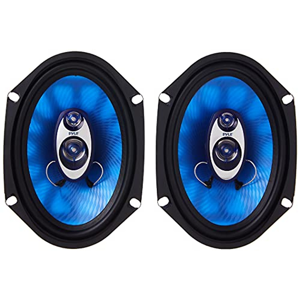 Pyle 6” x 8” Car Sound Speaker (Pair) - Upgraded Blue Poly Injection Cone 3-Way 360 Watts w/ Non-fatiguing Butyl Rubber Surround 70 - 20Khz Frequency Response 4 Ohm & 1" ASV Voice Coil - Pyle PL683BL