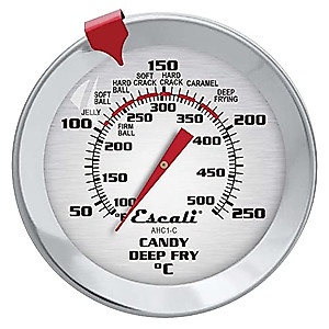 Escali AHC1 Stainless Steel Deep Frying and Candy Thermometer with Pot Clip, 5-Inch Probe with Candy Temperature Zones, NSF Certified