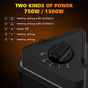 Electric Patio Heater, 1500W Outdoor Infrared Standing Heater with 90° Wide Oscillation, V0 Flame Retardant Material, Super Quiet Space Tower Heater, Ideal for Terrace Balcony Courtyard