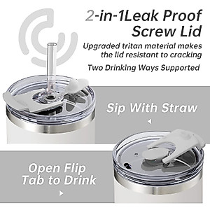 COKTIK 40 oz Tumbler With Handle and Straw Lid, Vacuum Insulated Travel Coffee Mug Stainless Steel Insulated Cup for Beverages, Leak-proof, Cupholder Friendly(Grey)