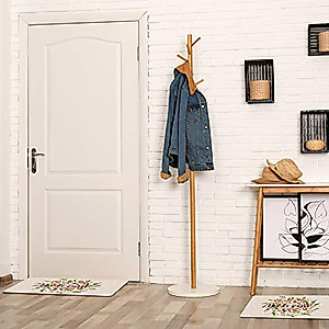 Nuanchu Flower Welcome Doormat 15.7 x 23.6 Inch Flower Theme Indoor Outdoor Welcome Mat Non Slip Welcome Mat for Spring Easter Door Decor