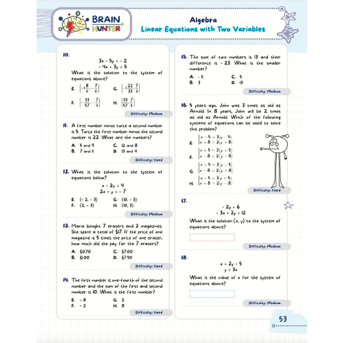 Math Practice Workbook Grades 6-8: 1000+ Questions You Need to Kill in Middle School by Brain Hunter Prep (Arithmetic, Algebra, Geometry, Measurement, ... more in Kill It Series by Brain Hunter Prep)