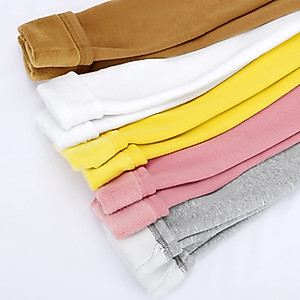 KEREDA Girls Fleece Lined Leggings Winter Warm Pants for Kids 6-7 Years Navy