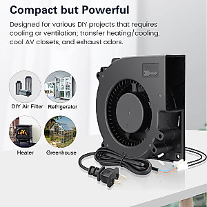 GDSTIME Blower Fan Dual Ball Bearing 120mm x 120mm x 32mm (4.72x4.72x1.26 inch) 110V 115V 120V 220V 240V