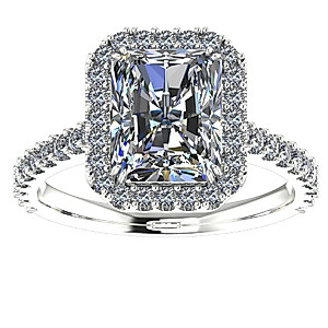 Houston Diamond District Forever One (D-F) Radiant-cut Moissanite Engagement Ring 3 Carat (ctw) in 14k White Gold