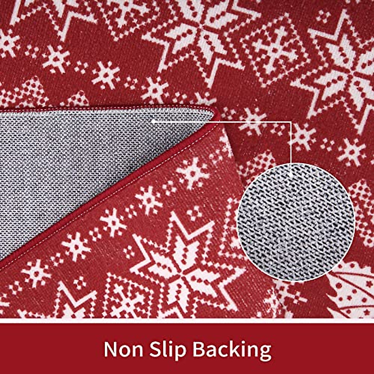 CAROMIO Machine Washable Kitchen Mat Christmas Kitchen Runner Mat Sets Non Skid Kitchen Floor Mats for Kitchen Laundry Sink Under Door, 17"x29"+17"x47"