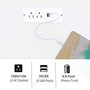 Irontar Rattan Nightstand with Charging Station, Night Stand with Rattan Decorated Drawers, Accent End Table, Bedside Table with Solid Wooden Legs for Bedroom, White and Natural BZZ006WME