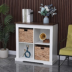 Storage Baskets，Hyacinth Basket For Shelf,Wicker Baskets 13.6x11x11 Inches,Folding 2 Packs Handmade Woven, Seagrass Baskets,Shelf Baskets For Storage Toys Books And Clothes and Other What You Want