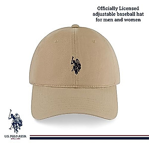 U.S. Polo Assn. mens U.s. Polo Assn. Washed Twill Cotton Adjustable Hat With Pony Logo and Curved Brim Baseball Cap, Khaki, One Size US