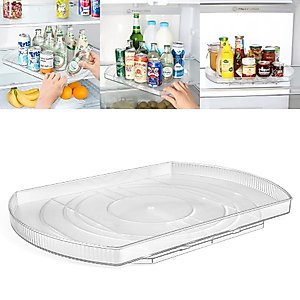 Lazy Susan Turntable Organizer for Refrigerator, Clear Square Rotating Fridge Organizer and Storage, 16.54''Lazy Susan for Kitchen, Table, Pantry, Cabinet, Countertop