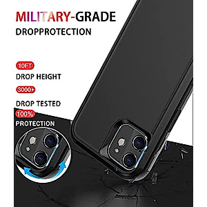 Diverbox for iPhone 11 Case [Shockproof] [Dropproof] [Tempered Glass Screen Protector],Heavy Duty Protection Phone Case Cover for Apple iPhone 11 (Black-3in1)
