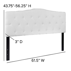 EMMA + OLIVER Tufted Upholstered Queen Size Headboard in White Fabric