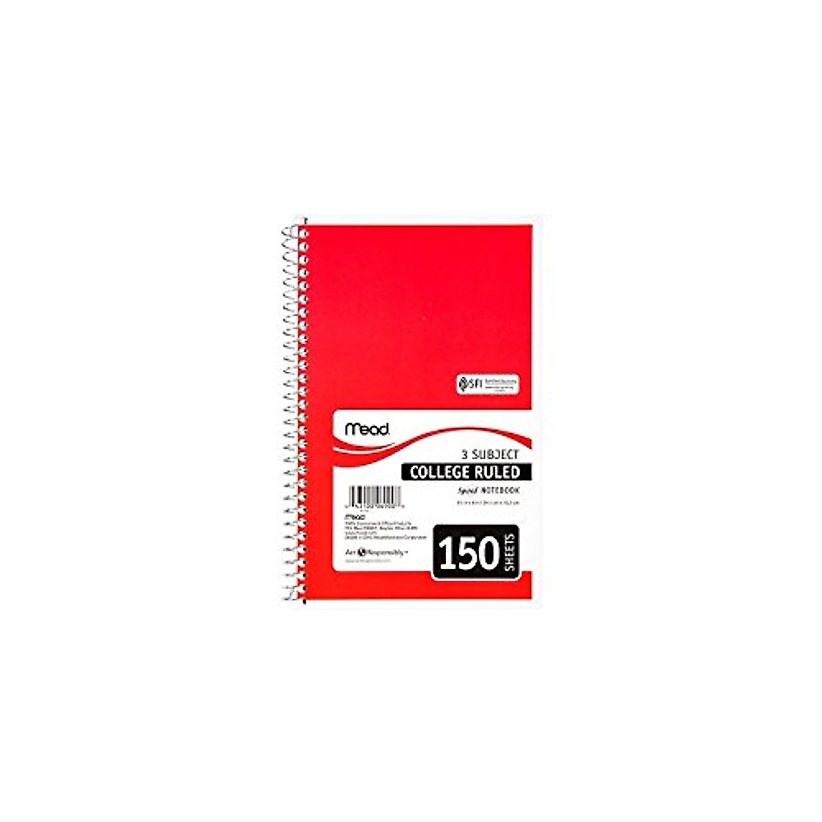 Mead 3-Subject Wirebound College Ruled Notebook, 9.5" x 5.5", Pack Of 6
