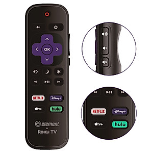 OEM Replacement Remote Control Compatible with All Element Roku TV Smart 4K Ultra HDTV 【Only Works with Element Roku TV, Not for Roku Stick and Roku Box】 (Netflix/Disney Plus/Apple TV+ / Hulu)
