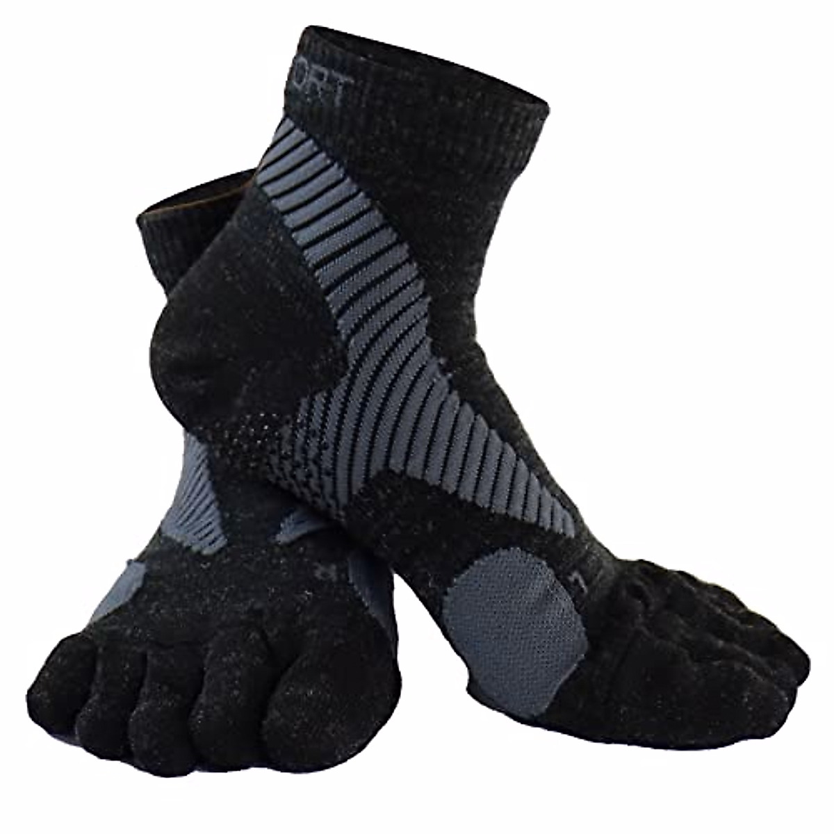 M Magic Sport Merino Wool Blend Non-Slip Above Ankle Toe Socks, Five Finger, Men and Women, Running, Hiking, Cycling, Camping (as1, alpha, l, x_l, regular, regular, Black pro)