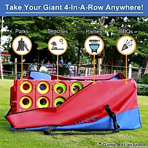 Giant Game Carry and Storage Bag, Large & Sturdy Carrying Bag for Jumbo 4 in A Row, Easily Transport / Store Life Size Game, Take Your 4-in-a-Row Anywhere (Game Not Included)