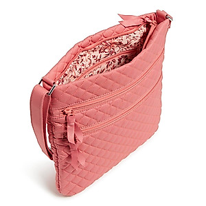 Vera Bradley Women's Cotton Triple Zip Hipster Crossbody Purse, Terra Cotta Rose - Recycled Cotton, One Size