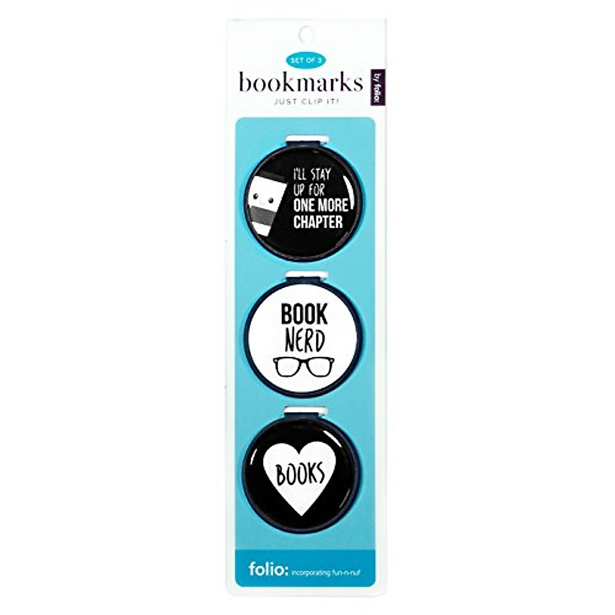 Just Clip it! Quote Bookmarks - (Set of 3 clip over the page markers) - I'LL STAY UP FOR MORE CHAPTER, BOOK Nerd, Heart BOOKS. Funny Bookmark Set of all ages. Adults Men Women Teens & Kids
