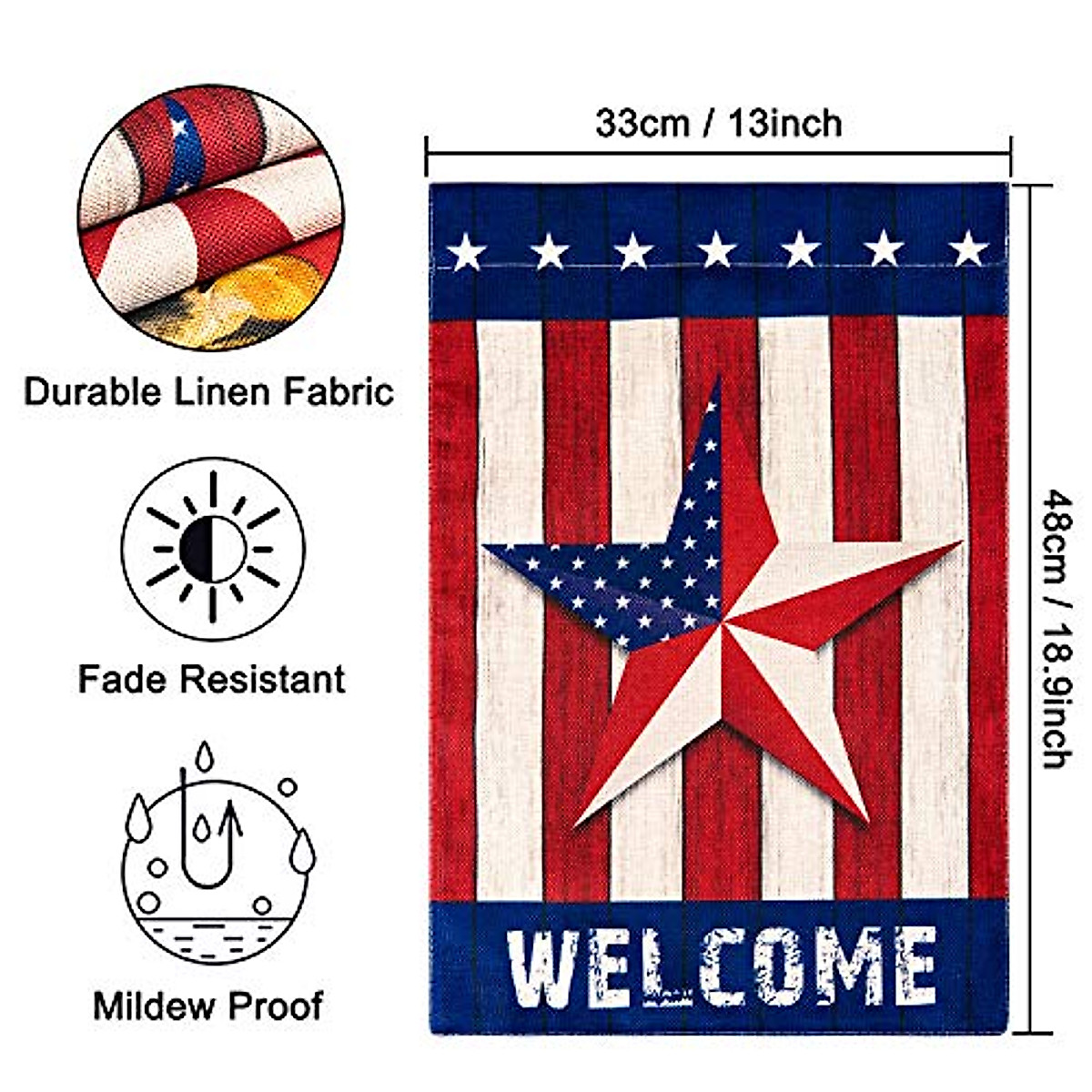 Whaline Patriotic Garden Flag American Stripe and Star Yard Flag Double-Sided Burlap Outdoor Flag with Windproof Clip for 4th of July Indepedence Day Memorial Day Home Farmhouse, 13 x 18 Inch