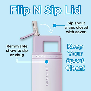 GROSCHE Alpine Flip n' Sip 20 oz Insulated Water Bottle - Stainless Steel, Leakproof Flask with Straw - Perfect for Gym, Travel & Outdoor Use - Keeps Water Cold up to 60 hrs - Lavender