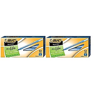 BIC Round Stic Xtra Life Ball Pen, Medium Point (1.0 mm), Blue, 24-Count