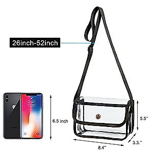 COVAX Clear Bag Stadium Approved, Clear Crossbody Purse Bag for Women, Transparent Shoulder Messenger Bag for Concerts, Sports Events, Festivals