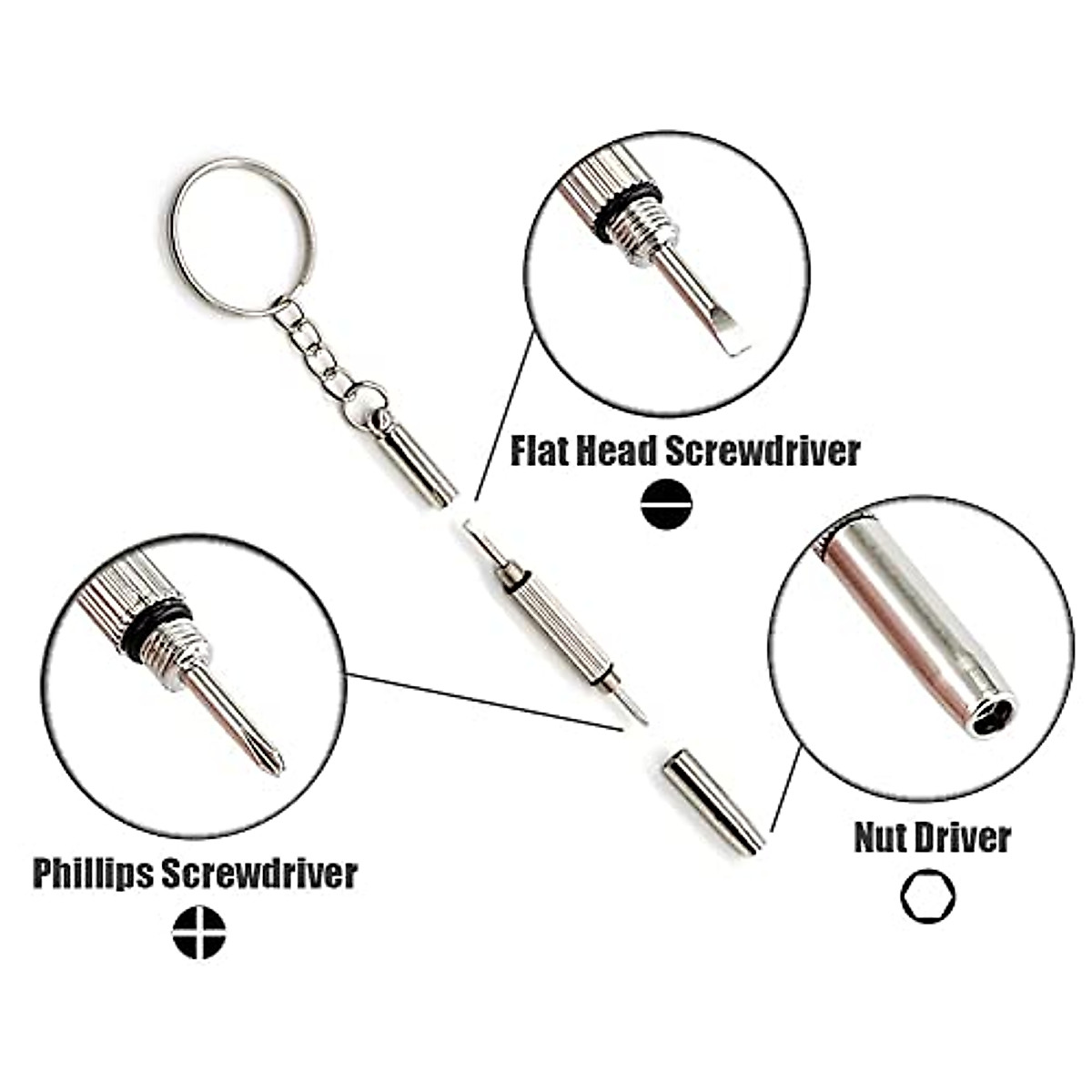 AONUOWE 15mm Soft Silicone Air Chamber Eyeglass Nose Pads, Repair Kit, Glasses Screws and Micro Screwdriver Cleaning Cloth, 5 Pairs of Screw-in Bag Pad Set + 1*Cleaning cloth