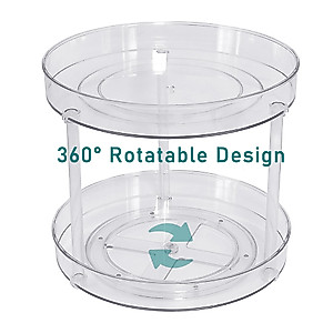 YTXXDEUS 2 Tier Lazy Susan Bathroom Organizer,10.6 Inch Clear Spice Rack Turntable for Kitchen Cabinet, Perfume Organizer for Vanity, 360 Rotating Tiered Tray for Cupboard, Pantry, Bathroom, Table
