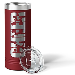 Cuptify Cheer Tumbler with Lid Laser Engraved on Maroon 22 oz Skinny Cup for Cheerleader Vacuum Insulated Birthday Gift for Cheerleading, Cheer Squad, Women