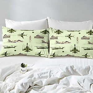 Feelyou 3D Army Helicopter Bedding Fitted Sheet Airplane Tank Bed Sheet Set for Kids Boys Girls Teens Popular Decor Bedding Sheets Army Transportation Bed Cover with 1 Pillowcase 2Pcs Bedding Twin