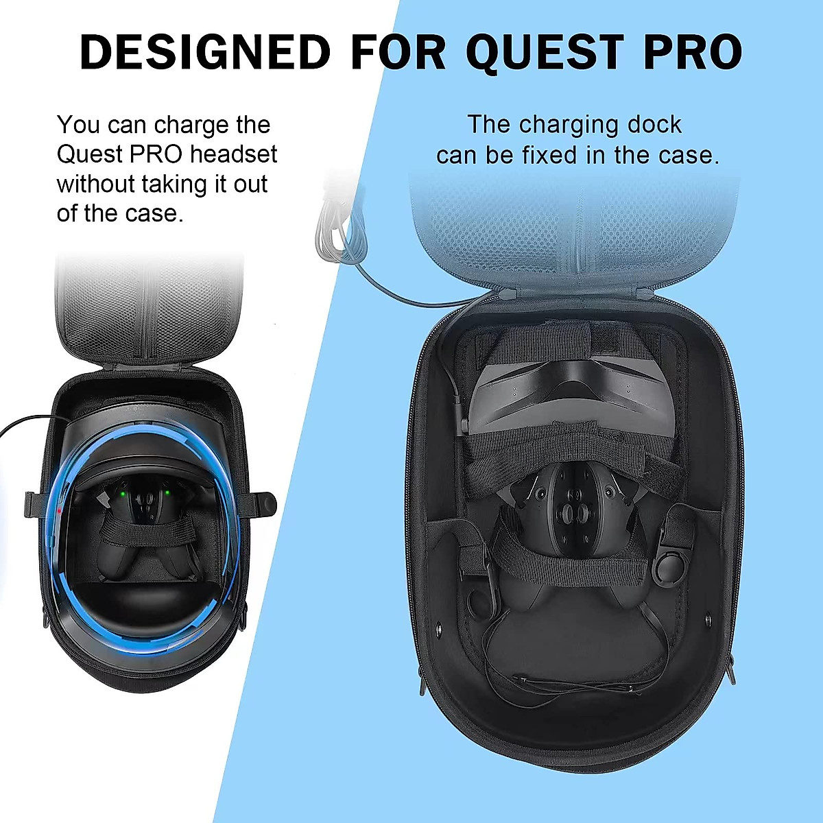 UMEEUTOO Hard Travel Carrying Case Compatible with Meta Quest Pro and Accessories Large Space case for Vr and Accessories and All Head Strap