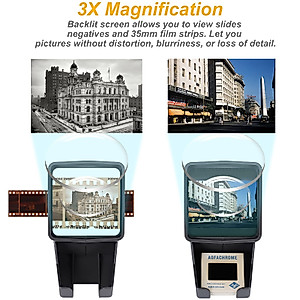 35mm Slide Viewer, Film Negative and Slide Viewer with 3X Magnification and LED Lighted Illuminated Viewing, USB Powered