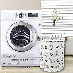 BOOHIT Storage Baskets,Canvas Fabric Laundry Hamper-Collapsible Storage Bin with Handles,Toy Organizer Bin for Kid's Room,Office,Nursery Hamper, Home Decor (Puppies)