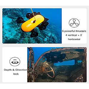 Geneinno T1 Underwater Drone Camera 4K UHD ROV, for Real-Time Viewing, Streaming & Recording, Underwater Inspection and Exploration, Yachting, Education (492FT Tether) (150m)