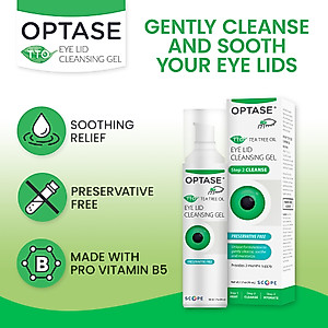 OPTASE TTO Eye Lid Cleansing Gel - Tea Tree Oil Cleanser - Preservative Free, Natural Ingredients - Soothes Dry Eye and Eyelid Irritation - Made With Pro-Vitamin B5-1.7 oz