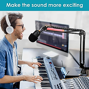 YOUSHARES Mic Arm Boom Arm - Microphone Arm for HyperX QuadCast QuadCast S SoloCast, Blue Yeti, Fifine AM8, Rode, Shure, Razer, Gaming Mic and Most Microphones using 3/8" to 5/8" Adapter