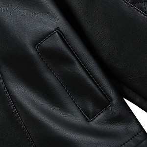 GLIGLITTR Toddler Baby Boy Girl Motorcycle Faux Leather Jackets Coat Winter Outwear for 1-6Y (Black, 2-3T(Size 90)