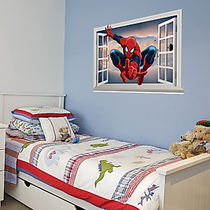 Spiderman Wall Decal Realistic 3D Superhero Wall Sticker, Children's Vinyl Mural for Kids Bedroom Living Room Playroom Nursery Wall Decoration (15.7 X 23.6 in）
