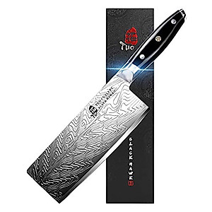 TUO Vegetable Meat Cleaver Knife - Chinese Chef's Knife 7-inch High Carbon Stainless Steel  - Kitchen Knife with G10 Full Tang handle - Black Hawk-S Knives Including Gift Box