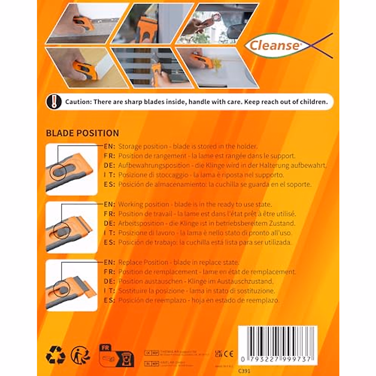 100Pcs Plastic Razor Blade Scraper with Retractable Blade: Without Damaging Surfaces Cleaning Tool for Adhesive Remover, Sticker Remover, Labels, Paint, Work on Cars, Windows, Trucks, Mailboxes