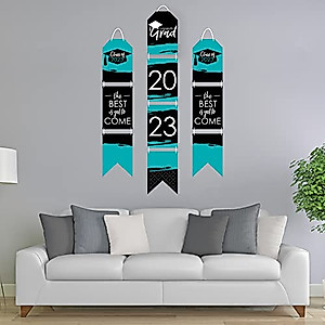 Big Dot of Happiness Teal Grad - Best is Yet to Come - Hanging Vertical Paper Door Banners - 2023 Turquoise Graduation Party Wall Decoration Kit - Indoor Door Decor