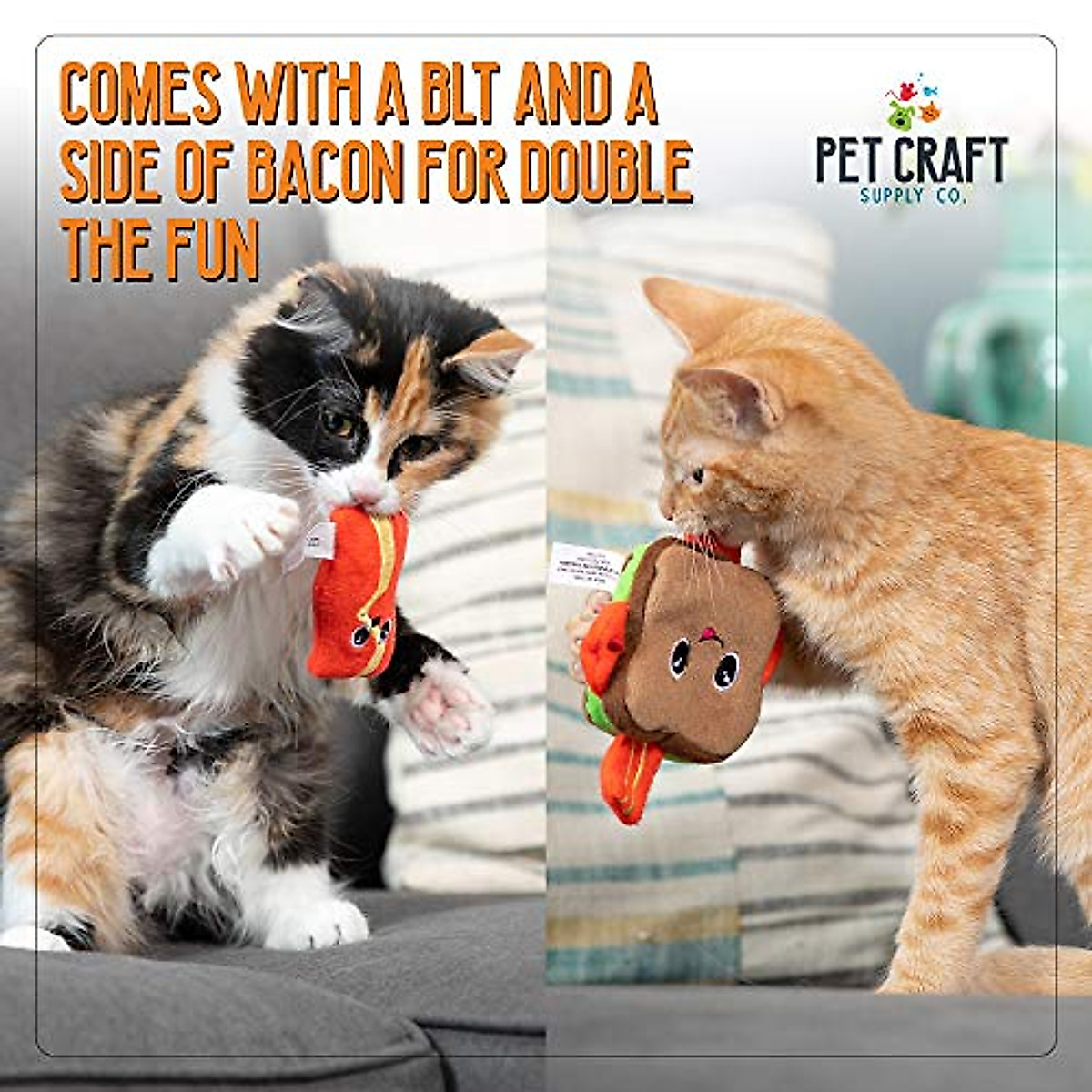 Pet Craft Supply Silly Snacks and Funny Food Crinkle Cuddling Catnip and Silvervine Interactive Cat Toys - Great for Indoor Cats and Kittens, All Breed Sizes