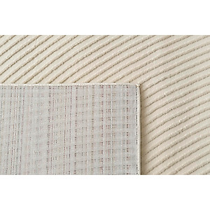 Revival Rugs Record 8'x10’ Washable Area Rug for Living Room Bedroom - 100% Recycled Oeko-TEX Certified, Medium Pile, Beige, Cream